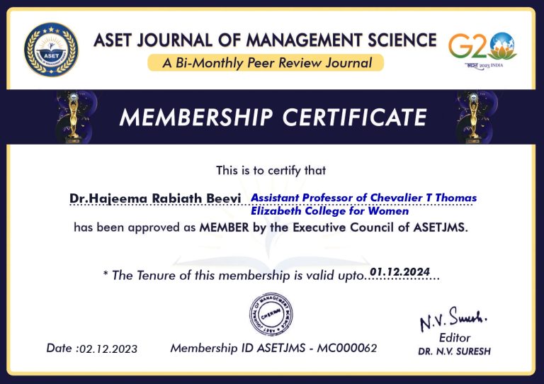 Certificates – ASETJMS